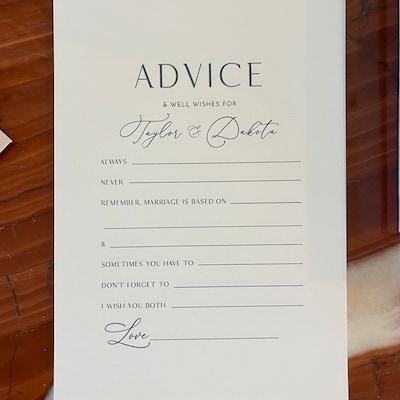 Minimal Wedding Advice Card Printable, Editable Template, Well Wishes ...