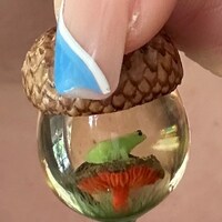Acorn Necklace With Mushroom Frog, Resin Jewelry, Acorn Pendant, Wood ...