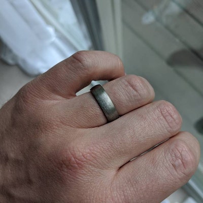 Oxidized Titanium Wedding Ring Hand Forged Hammered Ring Rustic Men's ...