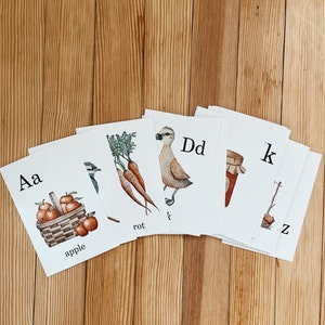 Nature Alphabet Flashcards / Watercolor Alphabet Cards / Homeschool ...