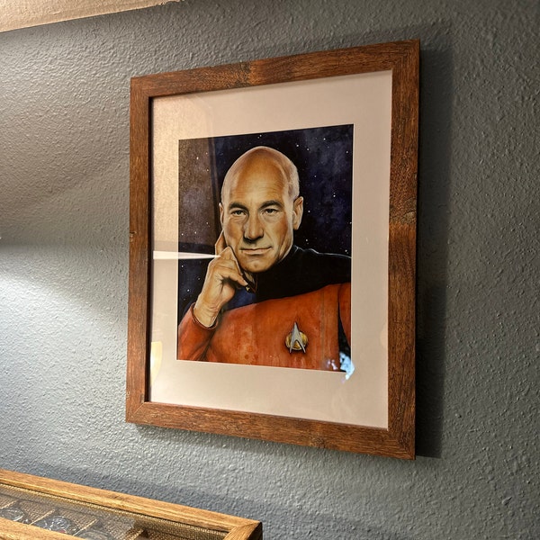 Captain Picard Portrait Gift Watercolor Painting Giclee Print Patrick ...