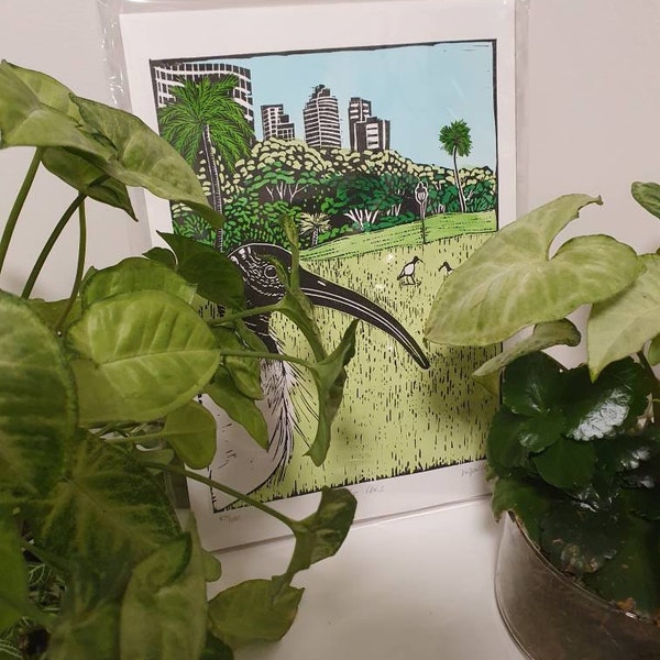 Wombat Linocut Print / Australian Animal / Black and White / Australian ...