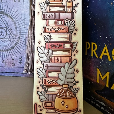2x6 Stacked Books Bookmark With Tassel, Gift for Book Lover, Handmade ...