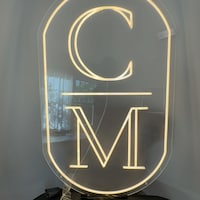 Minimalist Wedding Initials Neon Sign, Custom Wedding Initials Heart ...