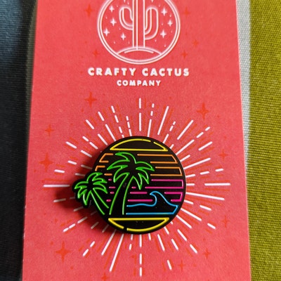 Neon Beach Sunset Enamel Pin Badge, a Fresh New Collectable Pin - Etsy