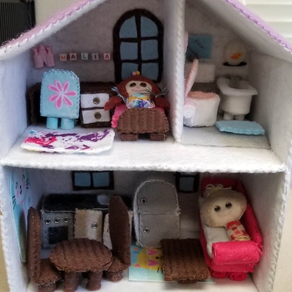 Felt Dollhouse Pattern Set - Miniature Dollhouse Furnitures Felt ...