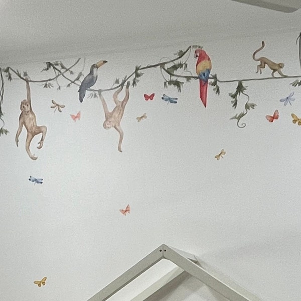 Tropical Animals Stickers, Nursery Room Decor, Peel and Stick, Jungle ...
