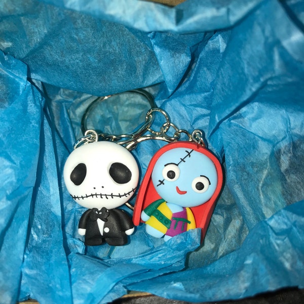 Jack Keychain - Sally Keychain - Nightmare - Jack and Sally Charm ...