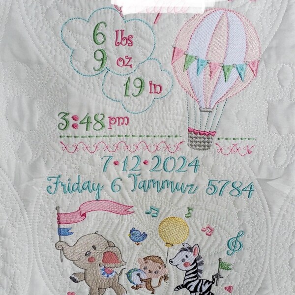 Heirloom Baby Quilt, Embroidered Baby Quilt, Baby Blanket, Baby Shower ...