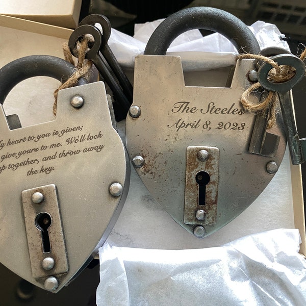 Personalized Custom Hand-forged Love Lock (silver) - Engraved Padlock ...