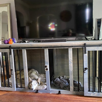 Dog Crate Desk FREE SHIPPING Farmhouse Dog Kennel Dog Furniture Rustic ...