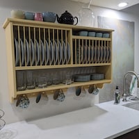 Shaker Peg Kitchen Window Plate Rack Shelf Wood Dish Cabinet for Plates ...