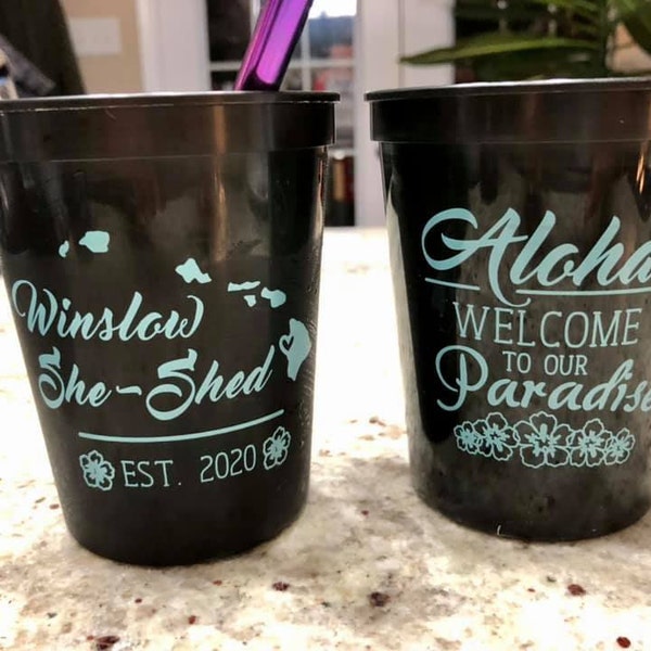Aloha, Welcome to Our Paradise, Personalized Cups, Floral Cups, Aloha ...