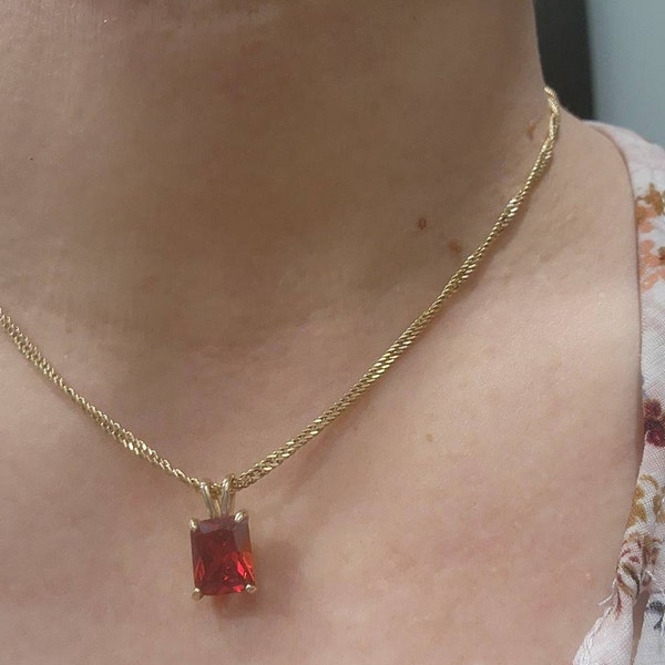 Garnet Necklace, January Birthstone Necklace, Minimalist Necklace ...