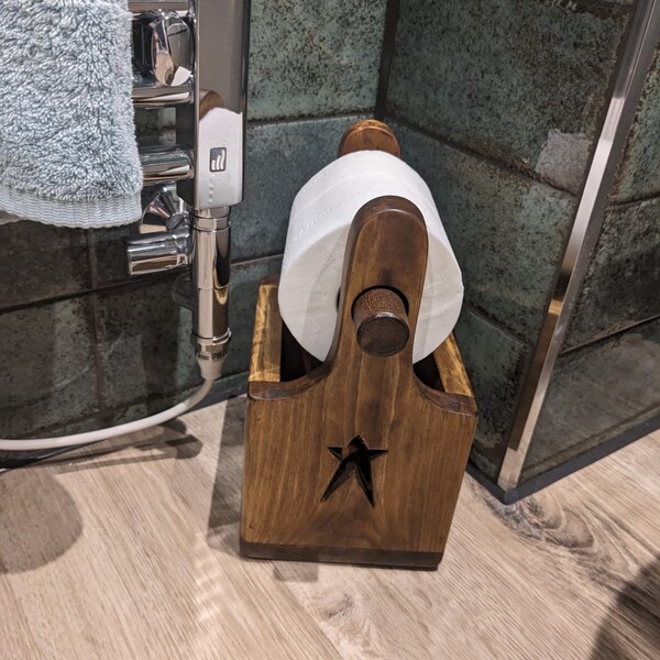 Toilet Roll Holder, Quirky Loo Roll, Wooden Rack, Bathroom Accessories ...