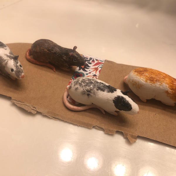 Rat Miniature Sculpture, Realistic Rat, Polymer Clay Rat Figurine ...