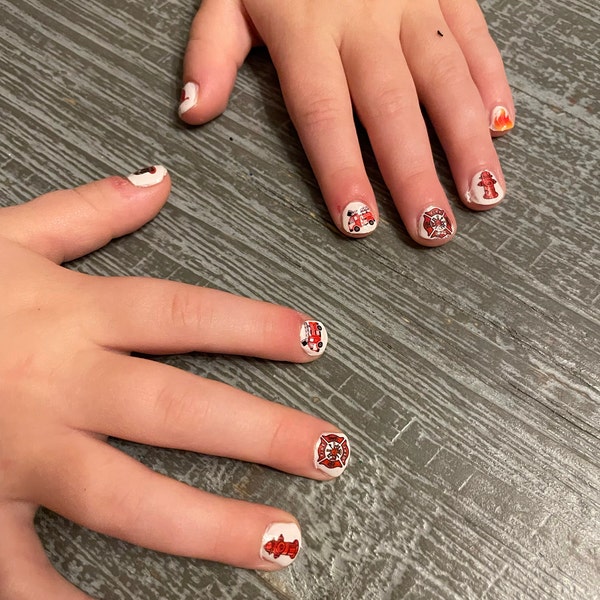 Nail Decals, Firefighter Decals, Fire Truck, Water Transfer Nail Decals ...