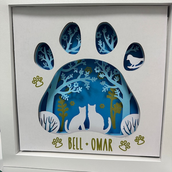 2,3,4 Cats Paw Shadow Box SVG, 3d Papercut SVG, Layered Paper Art ...