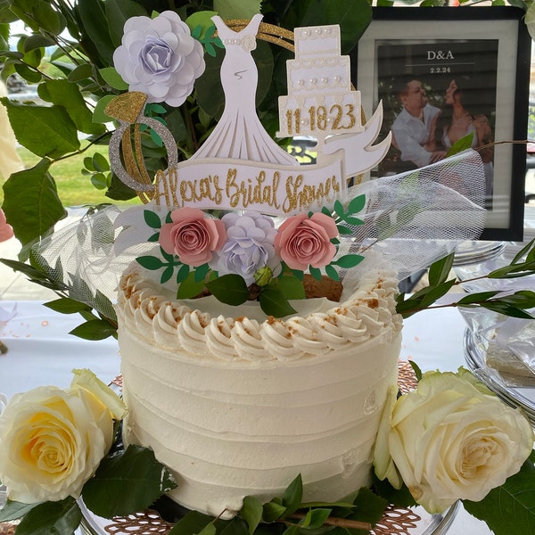 Bridal Shower Dress Cake Topper, Customizable Name and Date - Etsy