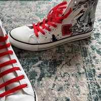 Hand Painted Cartoon Shoes,hi Top Custom Painted Shoes,casual Lace ...