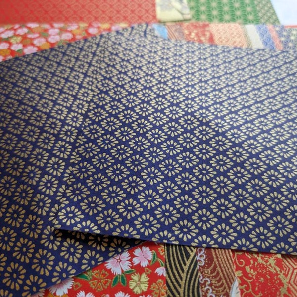 Origami Paper, Chiyogami Paper, Yuzen Paper, Washi Paper. Gold Waves on ...