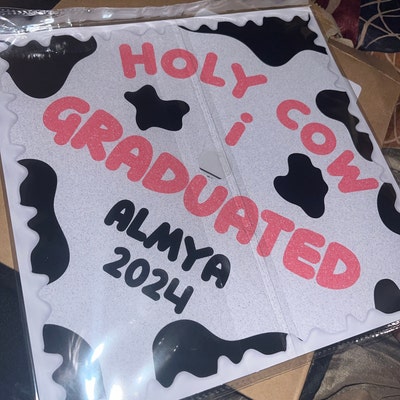Printed Cow Lovers Grad Cap Topper, Country Girl Personalized Grad Cap ...