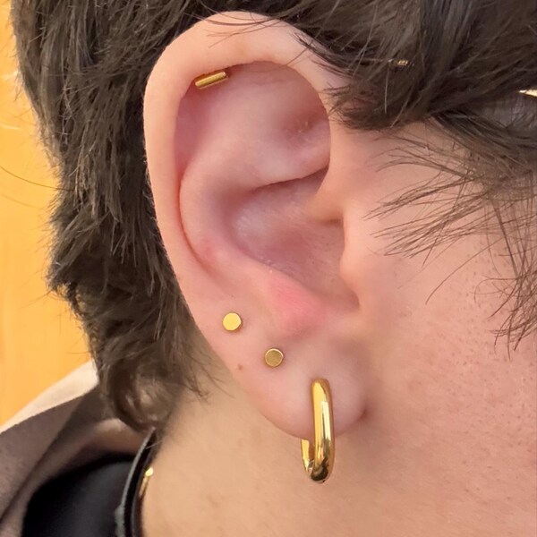 Tiny Teardrop Emerald Threadless Flat Back Earrings, 20,18,16ga, 5-10mm ...