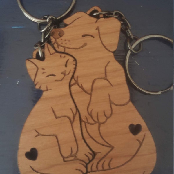 Dog and Cat Couple Keychains - Friendship or Relationship Matching ...