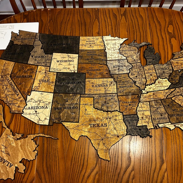 USA Travel Map Apartment Decor Gift US Wooden Wall Map USA Map Wood Map ...