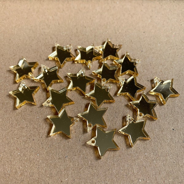 Gold Mirrored Acrylic Stars, Craft Embellishment, Metallic Gold Star ...
