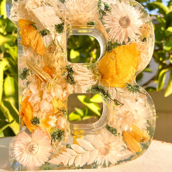 Dried Floral Resin Letter Light - Etsy