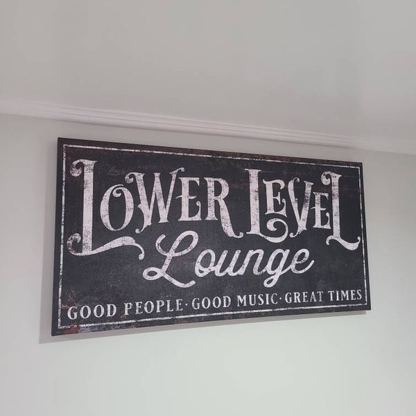 Personalized Custom Lower Level Lounge Sign Modern Farmhouse Wall Decor ...