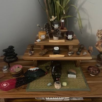 Altar Table, 2 Set, 2 Tier Altar Table, Crystal Shelf, Small Space ...