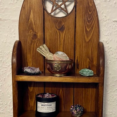 Gothic Arch Shelf With Inset Pentagram, Goth Shelves, Pentagram ...