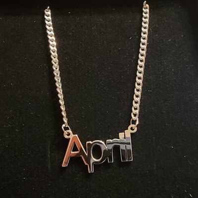 Block Name Necklace, Name Necklace With Curb Chain, Personalized Name ...