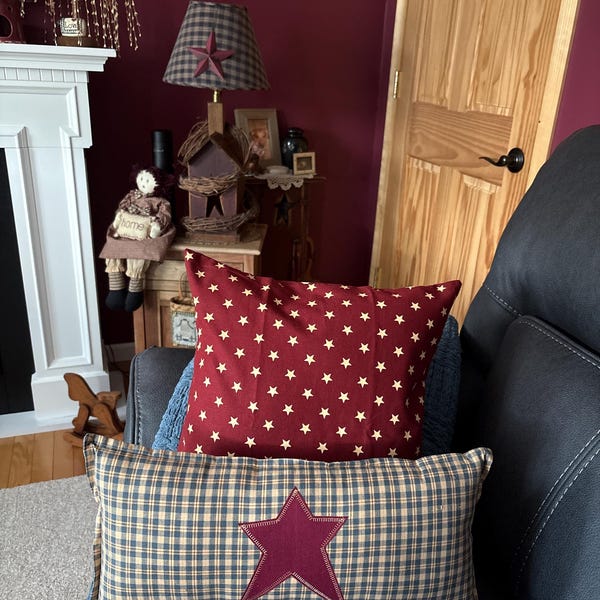 Primitive Star Throw Pillow, Lumbar Pillow, Choose Fabric - Etsy