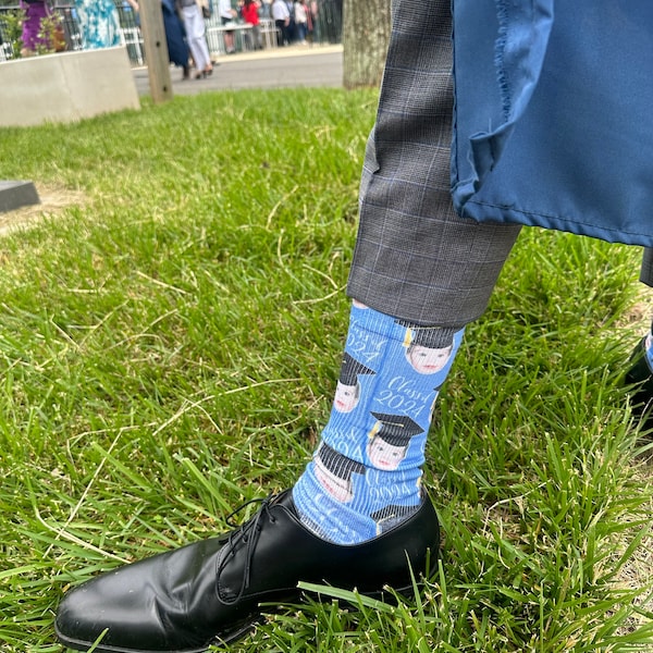 Custom Graduation Socks, Custom Face Socks, Graduation Gift for Him ...