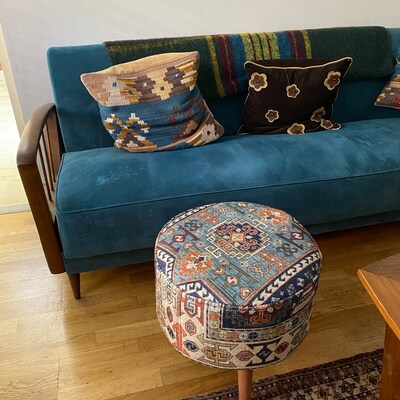 Round Pouf Stool, Bedroom Pouf, Footstool Ottoman, Tufted Stool, Piano ...