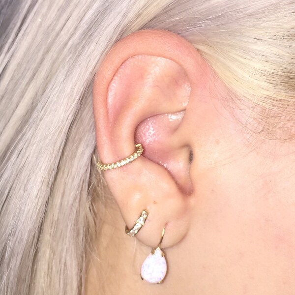 14k Solid Gold Conch Piercing Eternity Clicker Ring..16g..10mm or 12mm ...