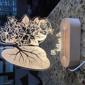 Floral Lung Custom Night Light Doctor Lamp Gift Gift for Colleague ...