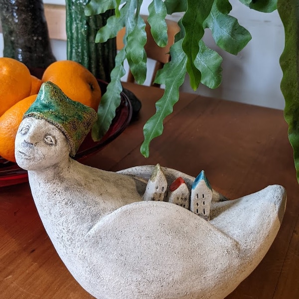 Set of 3 Ceramic Human Moth Wall Hangings | Handmade Terracotta Home ...