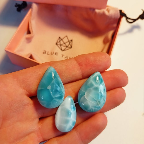 EXQUISITE Larimar Teardrop Stone, Top-grade AAA Deep Blue Larimar ...