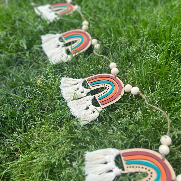 Rainbow Macrame Garland Svg, Macrame Wall Hanging Svg, Boho Rainbow ...