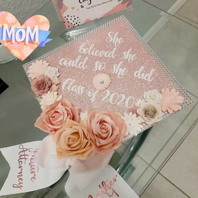 Graduation Cap Toppers/ Flower Graduation Cap/ Glitter - Etsy