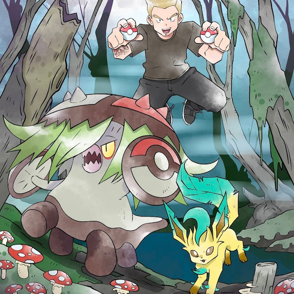 Custom Pokemon Retro Art Commission, Digital Illustration (8.5x11 JPEG ...