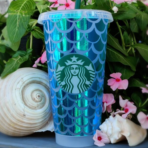 24oz Venti Cold Cup Seamless Mermaid Scales Full Wrap for Starbucks ...