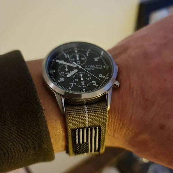US Military / Marine Nationale Nylon Watch Strap / Stainless Steel ...