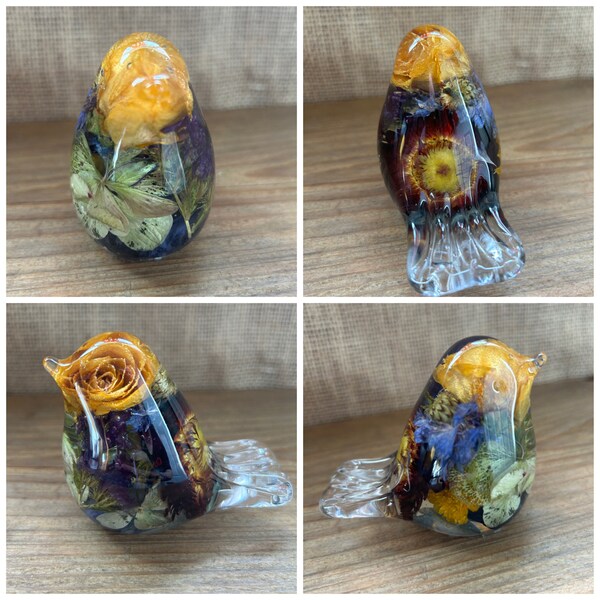 Flower Bouquet Preservation Resin Bird Robin Memorial Keepsake Wedding ...
