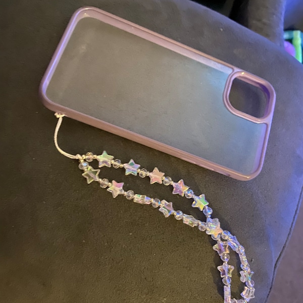 Iridescent Phone Charm, Pink Star Phone Strap, Cute Phone Wristlet ...