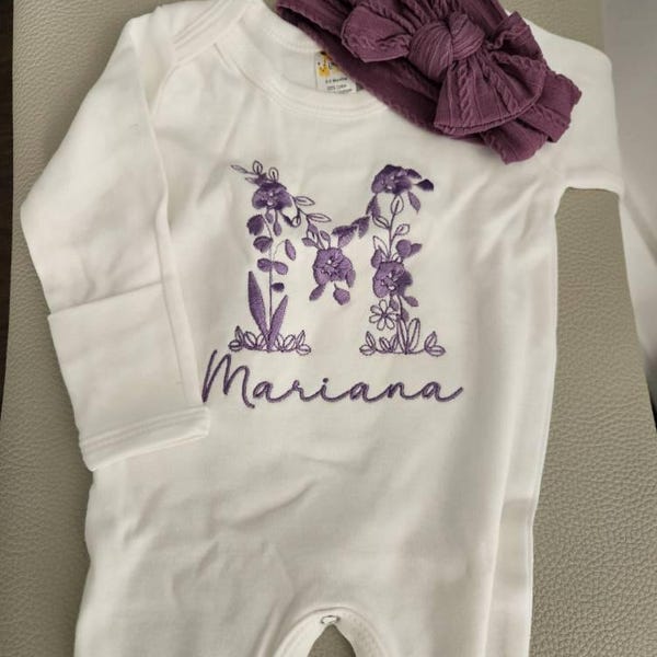 Personalized Baby Romper, Embroidery Baby Girl Coming Home Outfit ...